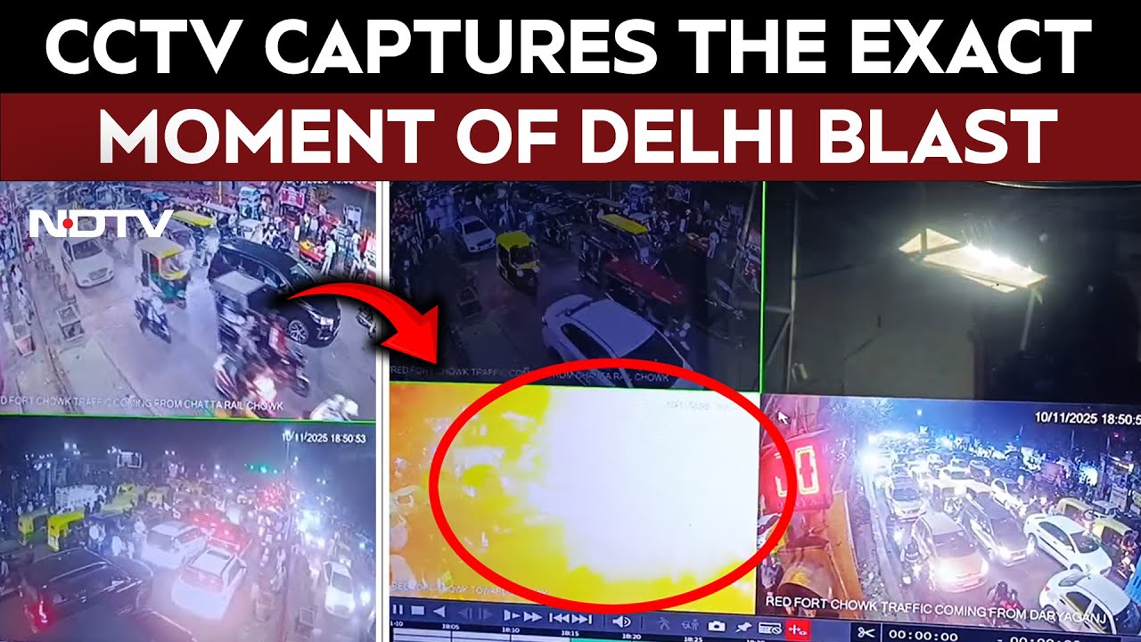 Red Fort Blast Slow Moving Traffic Big Explosion Cctv Footage Of