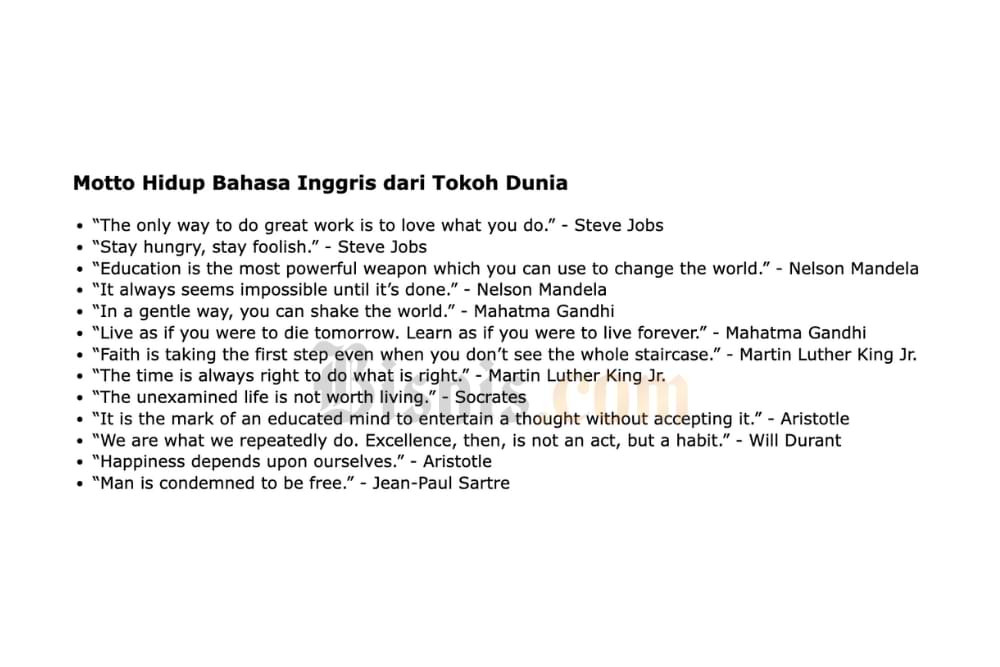 300 Contoh Motto Hidup Singkat dari Tokoh Dunia