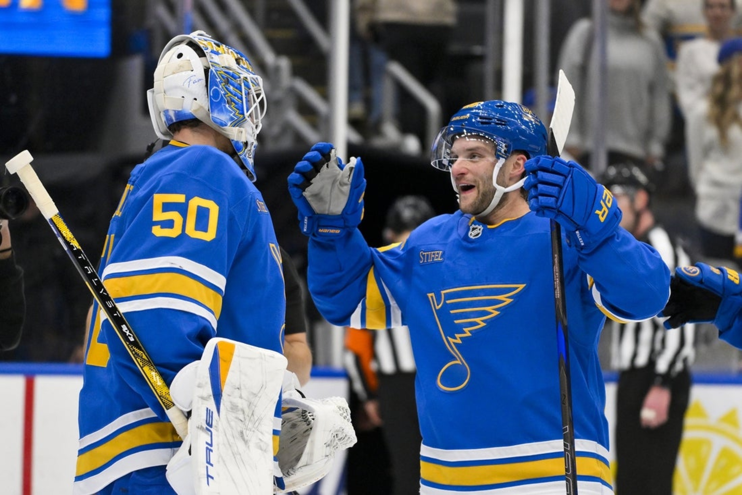 Jordan Binnington, Blues hold off Flames