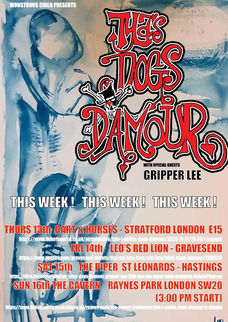 Tyla J Pallas & Dogs D'Amour to play in St Leonards