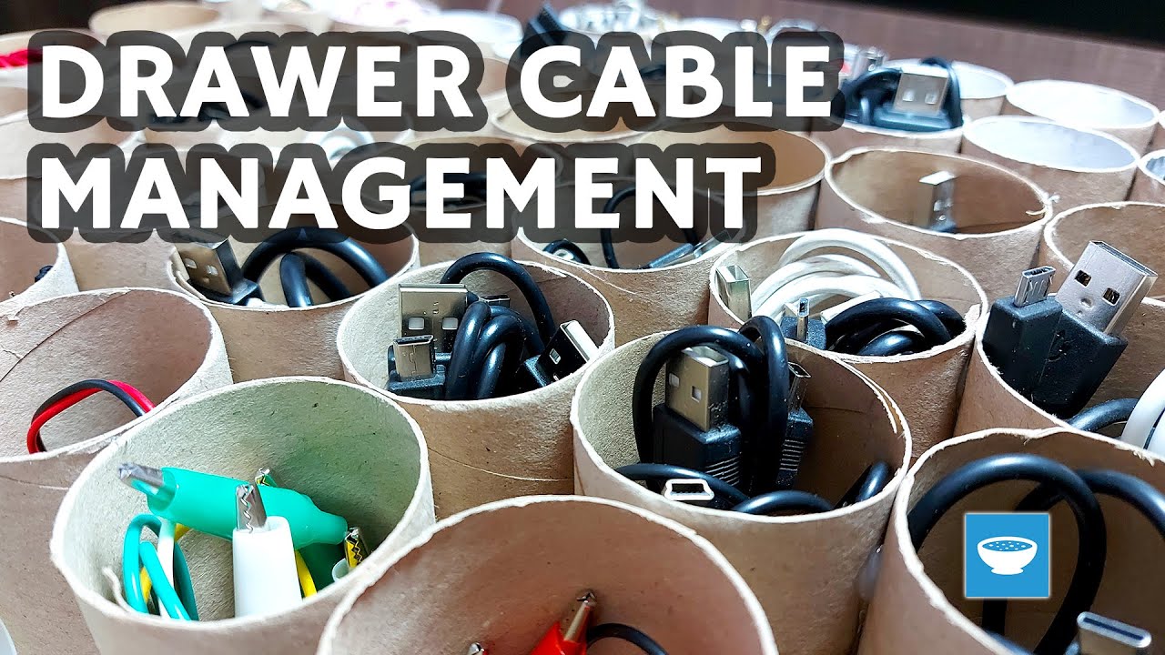 Super Simple DIY Drawer Cable Organizer Using Toilet Rolls