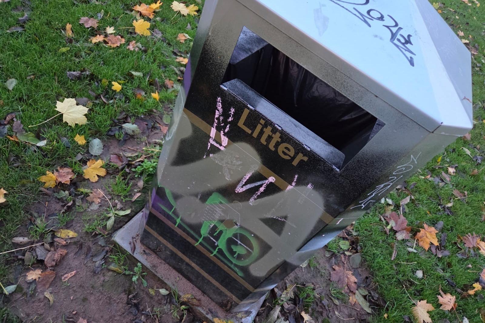 New street bins in Lisburn have been covered in graffiti