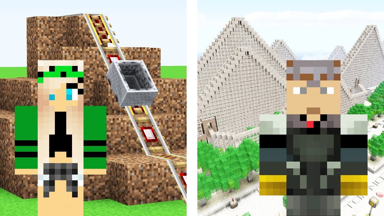 Minecraft noob sister vs pro brother: rollercoaster challenge!