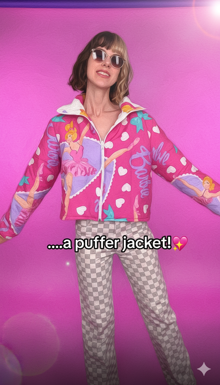 I Made a Stylish Puffer Jacket from a 90s Barbie Comforter!