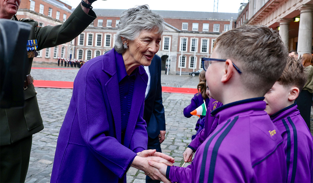 Purple reign… Connolly’s inauguration outfit cost a pretty penny