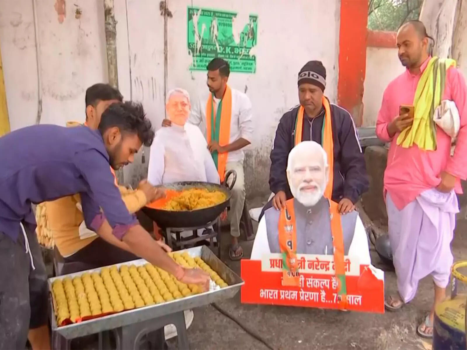 BJP workers prepare 501 kilograms of laddoos ahead of counting day as ...