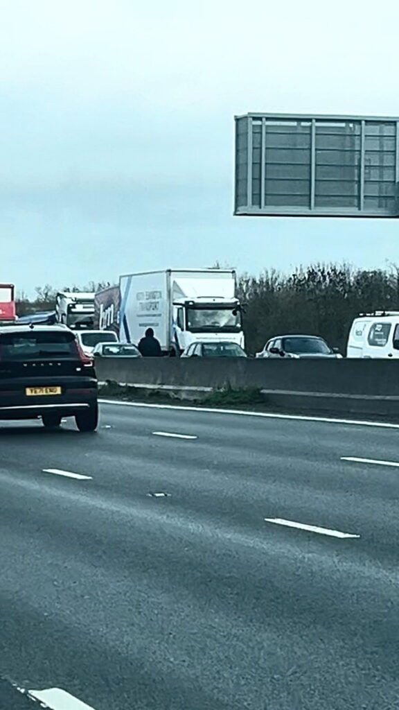 Man seen running into oncoming traffic on M1 chased by police officers