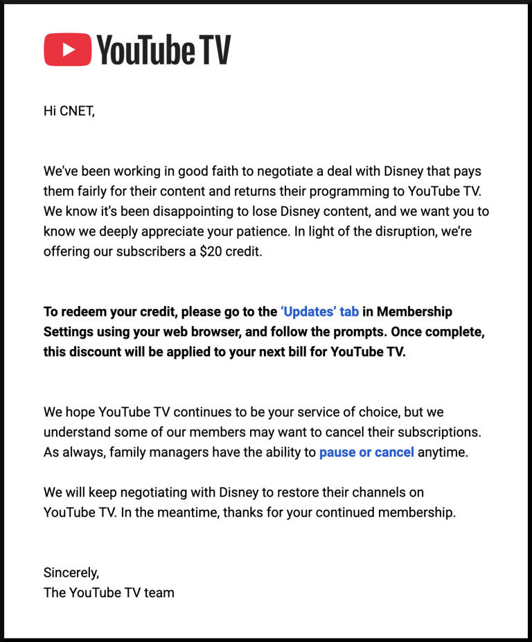 Disney-YouTube TV Contract Dispute Drags On Despite CEO's Wish for a ...