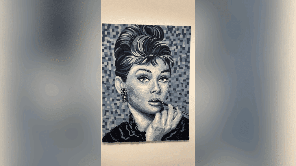 Artist creates striking portraits out of old denim jeans