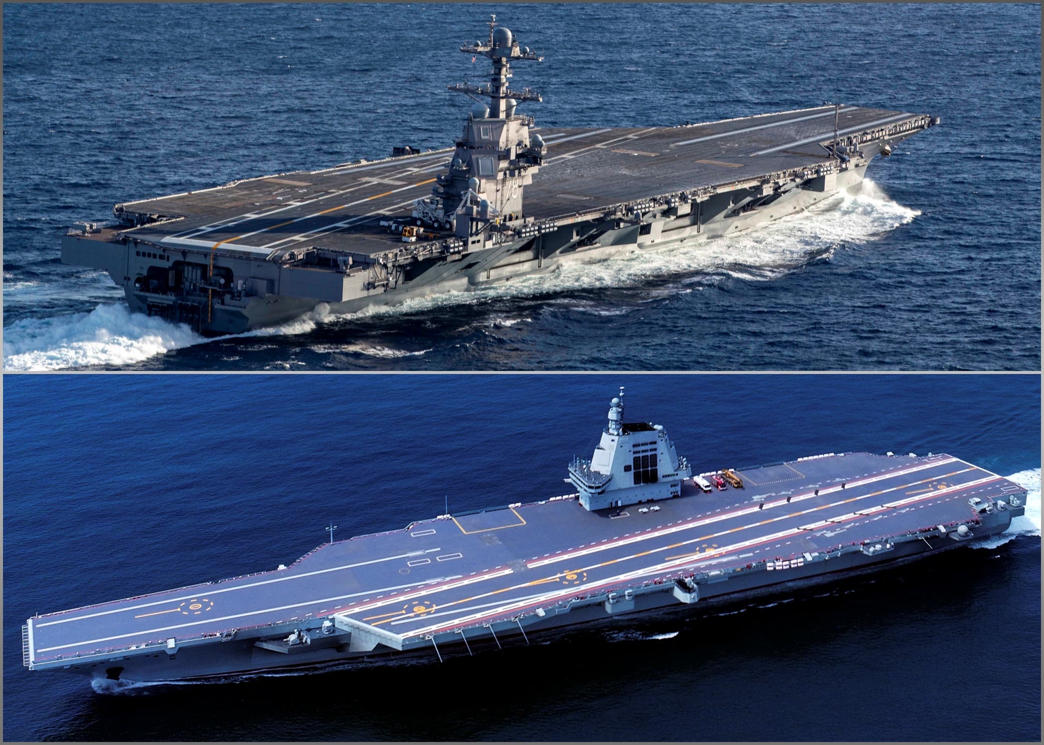 China's newest aircraft carrier Fujian compared to USS Gerald R. Ford