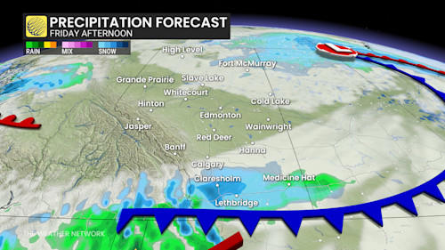 Strong cold front to hit Alberta with big temperature drop, snow, and winds