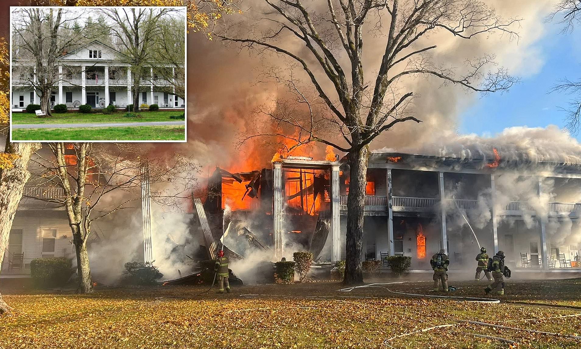 Historic southern hotel with classic verandas is totally destroyed by ...