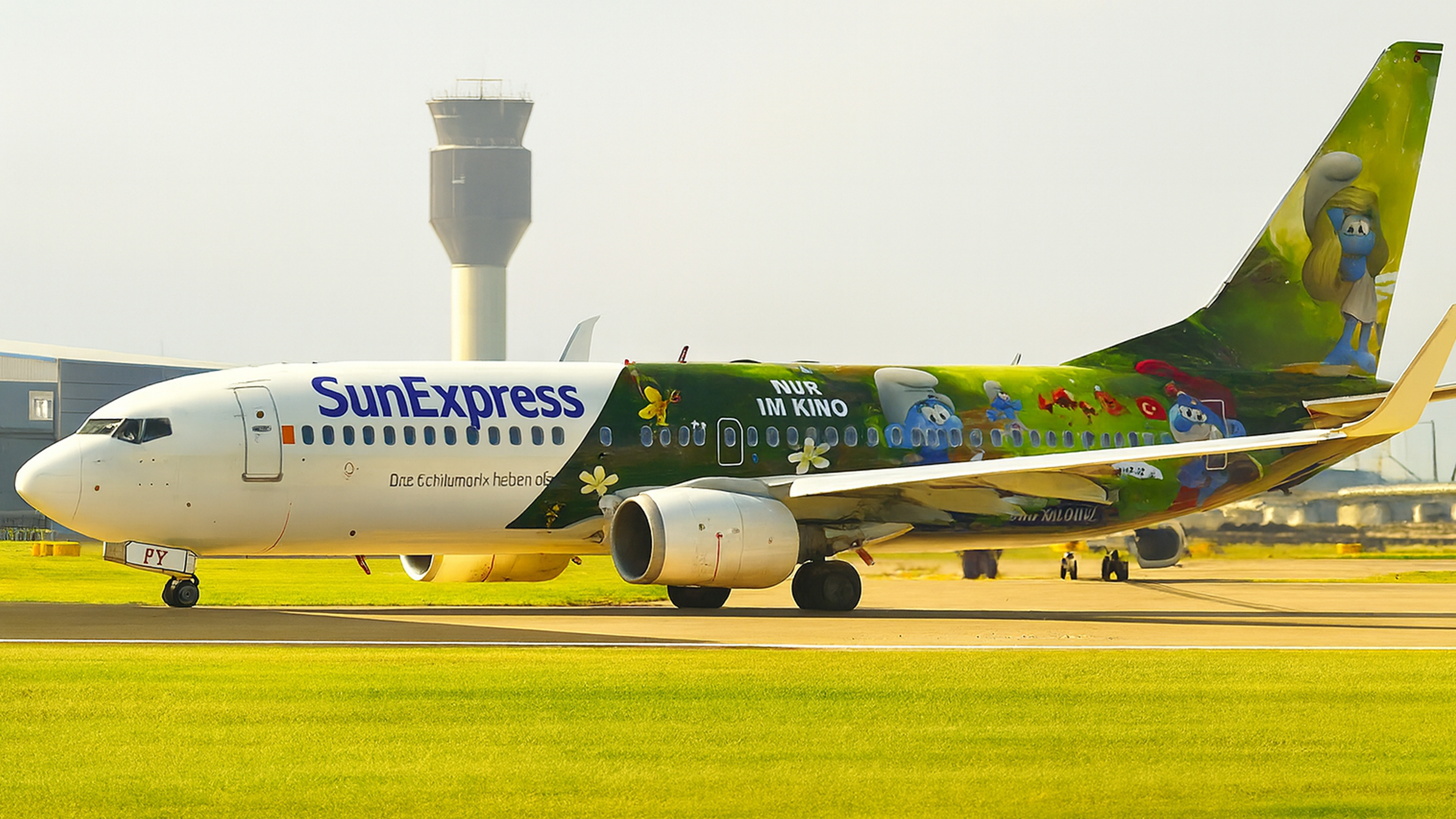 Colorful Smurfs Plane Caught on Camera