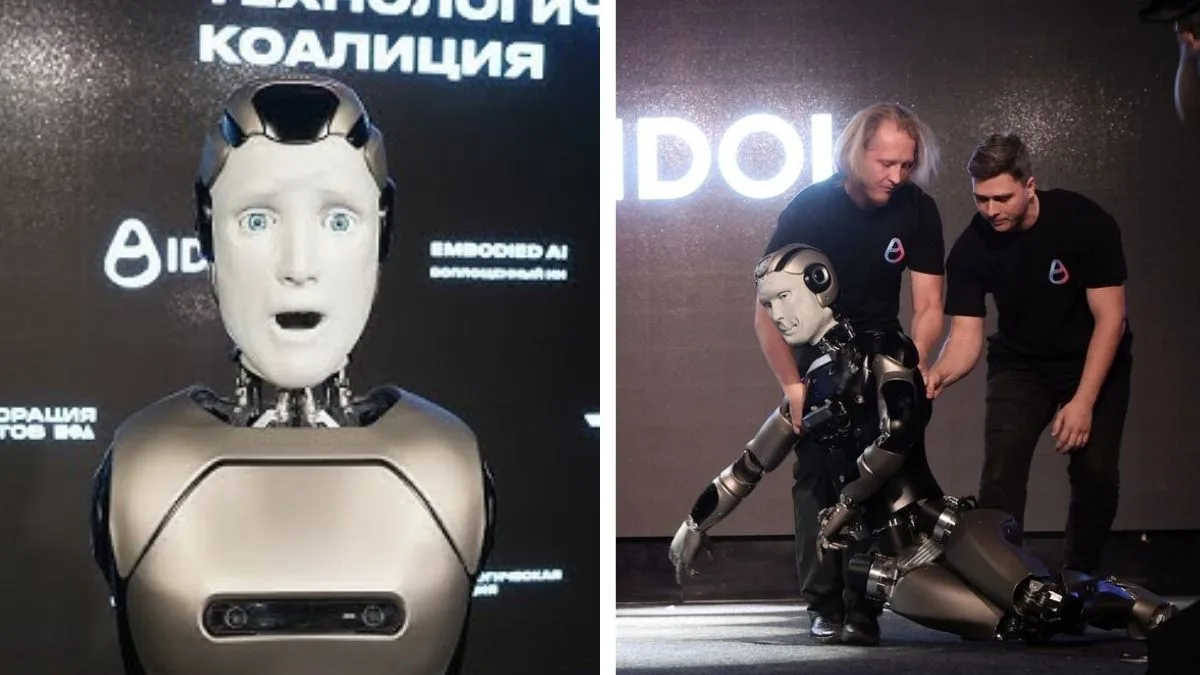 Russia built humanoid robot AIdol to show off AI, and it fell on stage ...