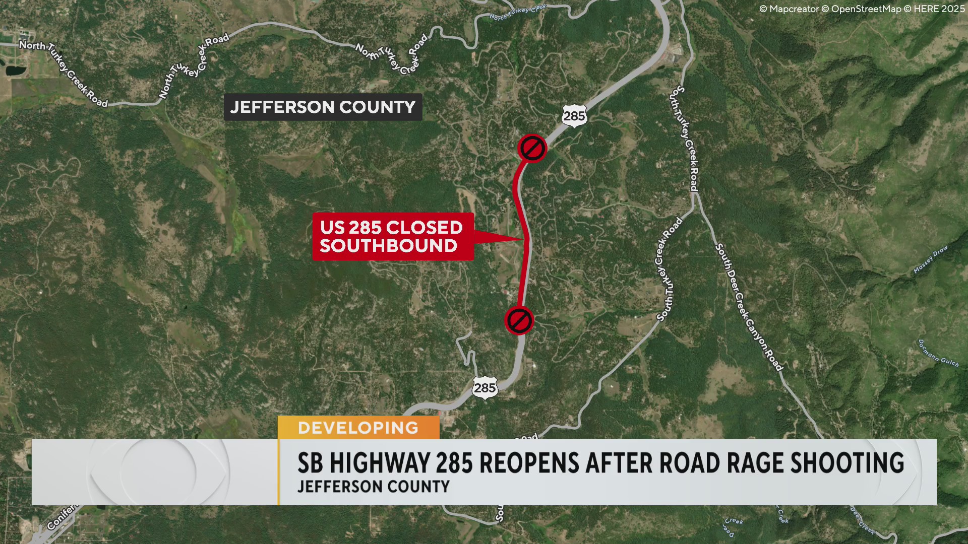 Possible road rage shooting in Colorado foothills on Highway 285 injures 1