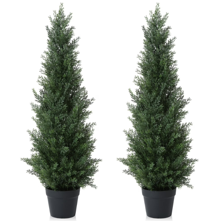 Festive Front Porch Decor Made Easy: Artificial Cedar Tree 2 Pack for ...