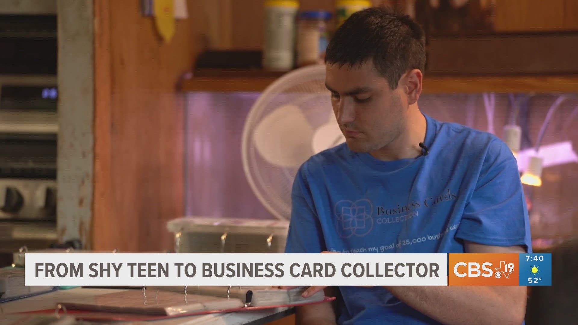 Shy teen becomes business card collector