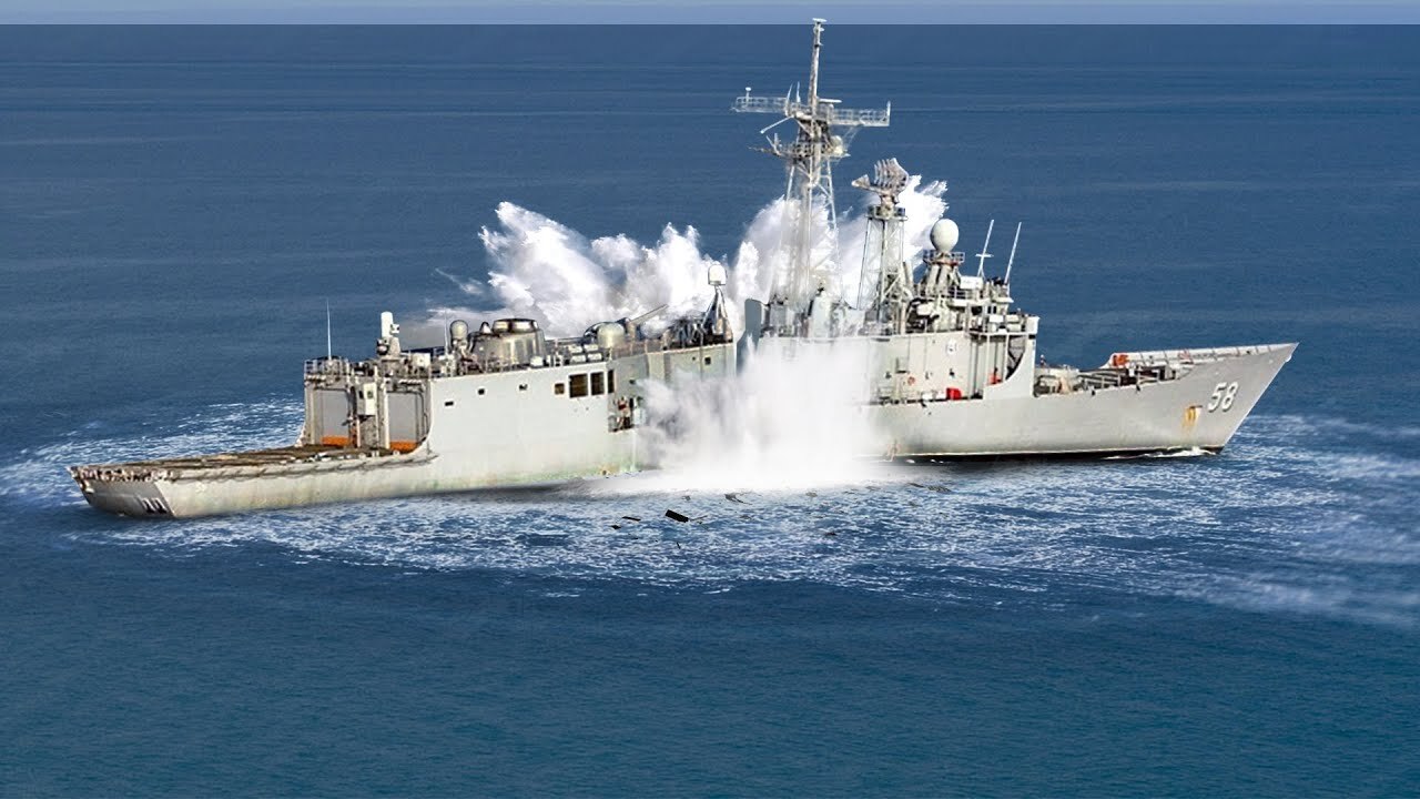 US Submarine Torpedo Launch Sends Navy Ship Soaring