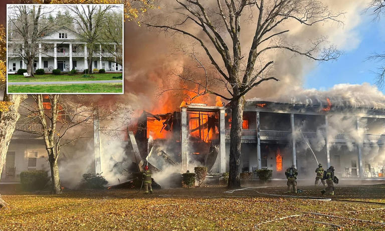 Historic southern hotel with classic verandas is totally destroyed by ...