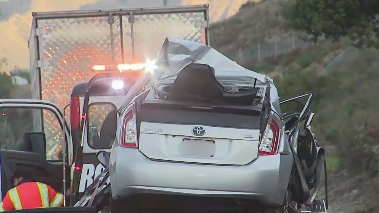 210 Freeway: Fatal crash involving Prius vs. semi snarls morning ...