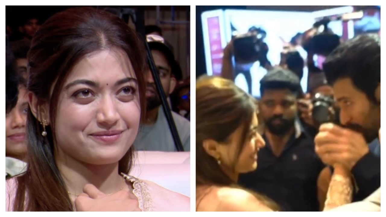 Vijay Deverakonda kisses Rashmika Mandanna's hand at The Girlfriend ...