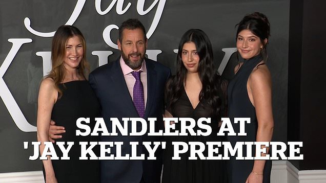 Adam Sandler with his wife and children at 'Jay Kelly' premiere