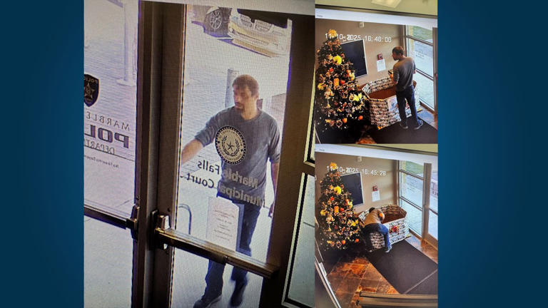 Marble Falls Police looking for ‘grinch’ caught on camera taking from ...