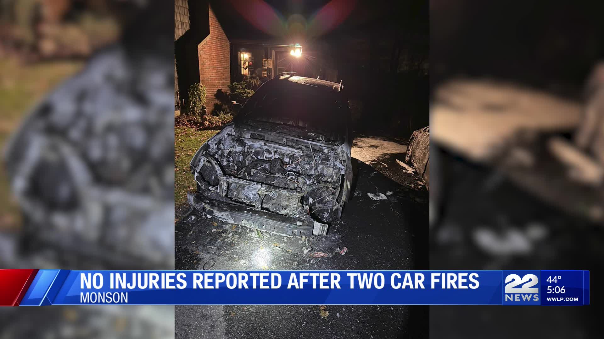 No injuries after two vehicle fires in Monson