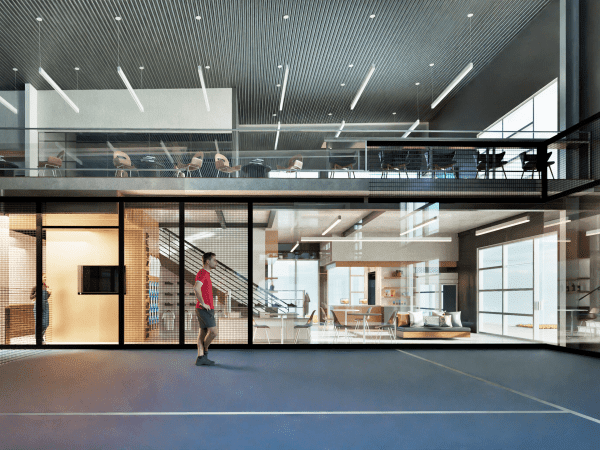 Luxe new padel facility joins Austin development with climbing gym, art