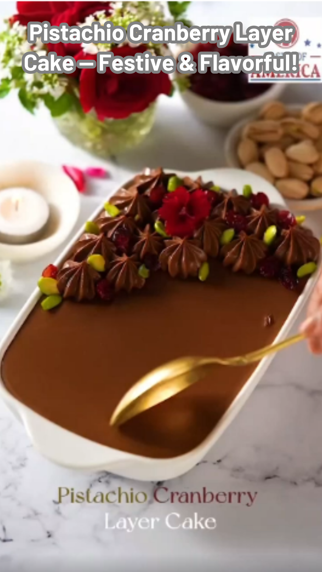 Pistachio Cranberry Layer Cake — Festive & Flavorful!