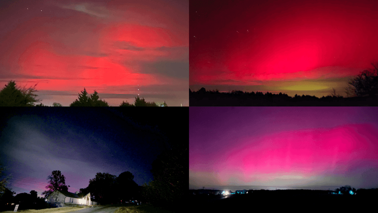 Northern Lights in Oklahoma Tuesday night into Wednesday night