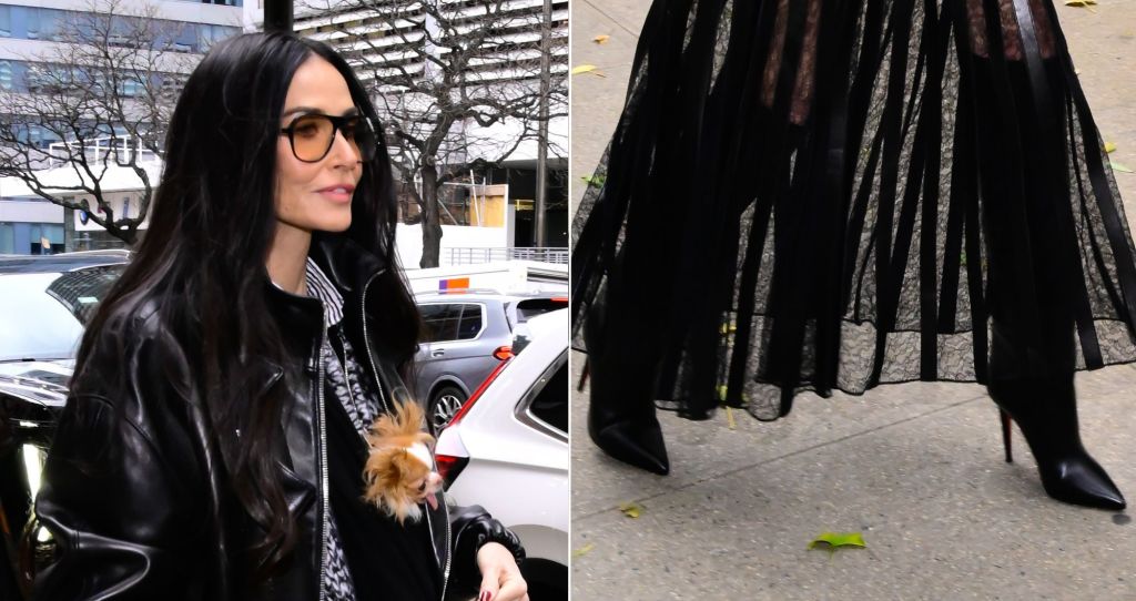 Demi Moore Balances Leather and Lace With Louboutin's Knee-high Boots ...