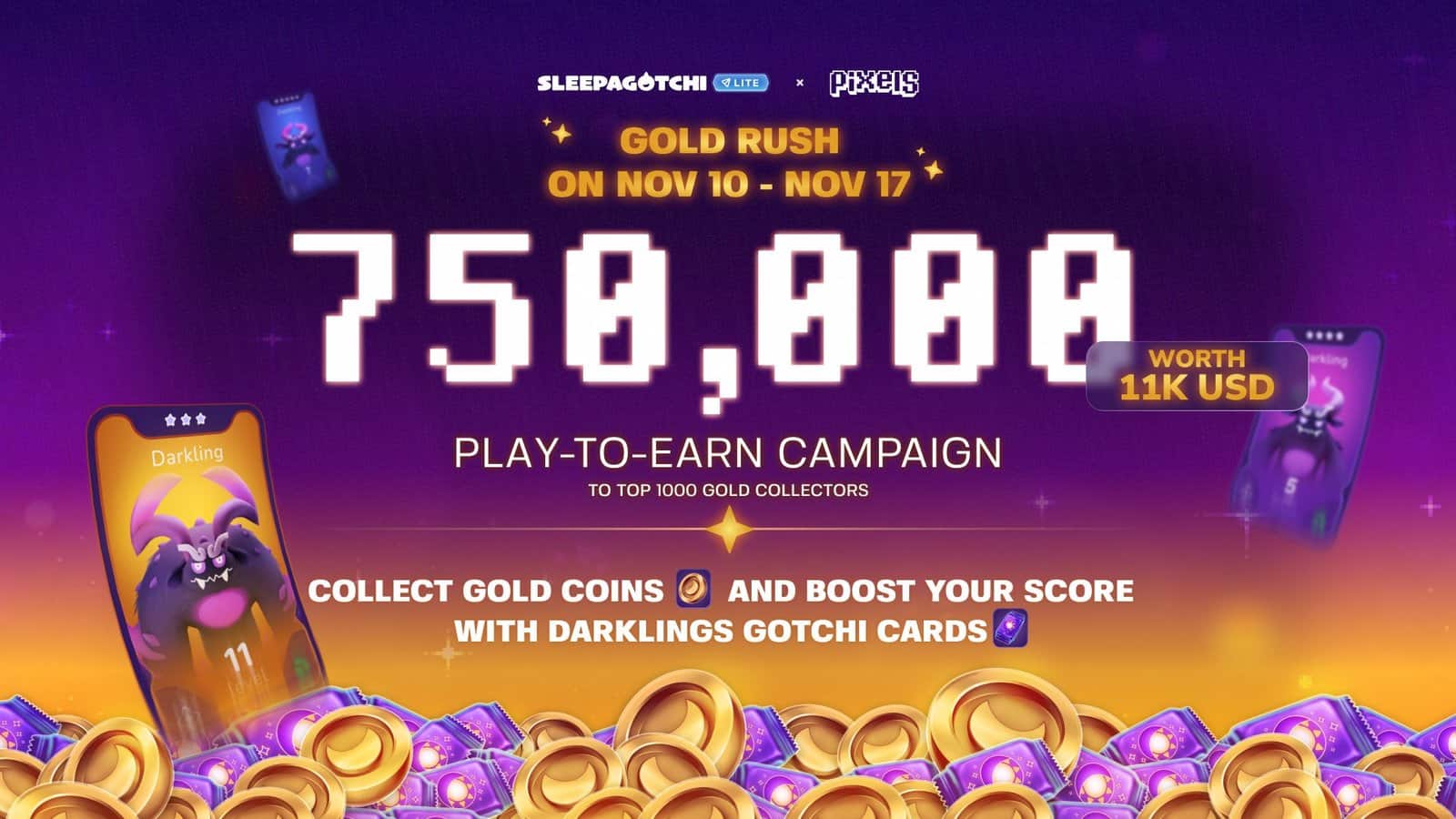 Sleepagotchi Lite Launches Gold Rush Event Featuring 750K $PIXEL Rewards