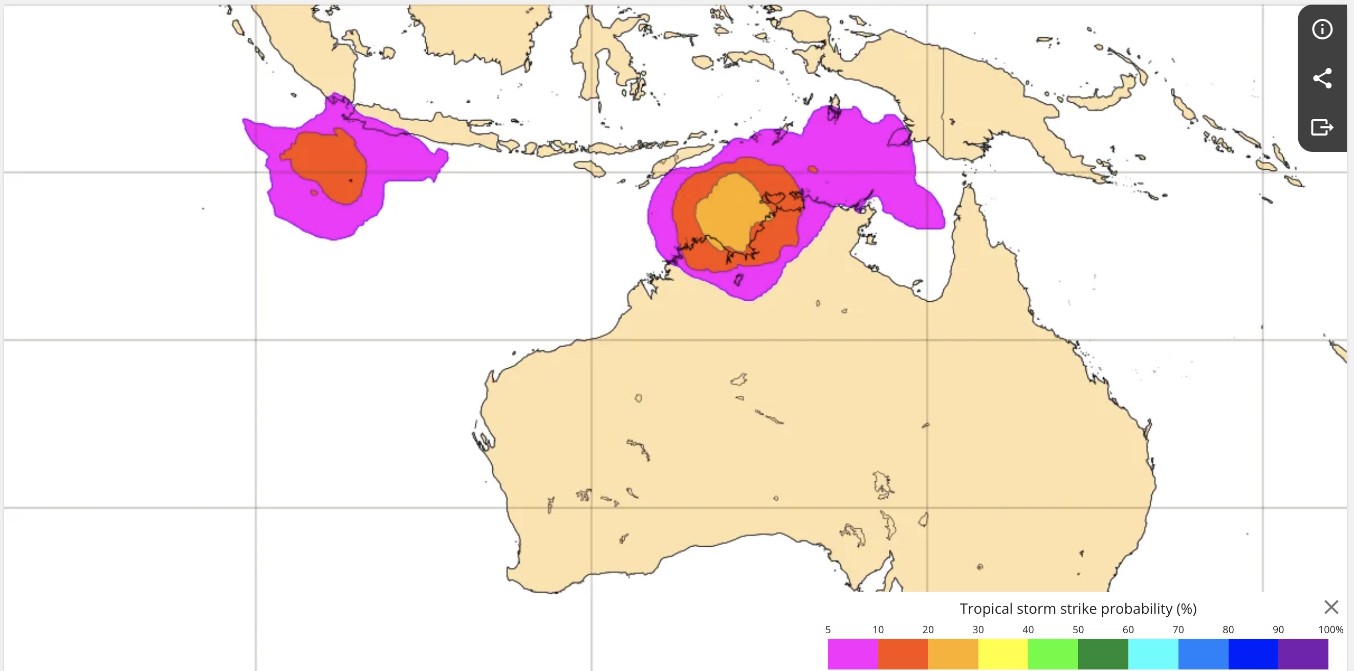 Warm blob of water increasing tropical cyclone potential near northern ...