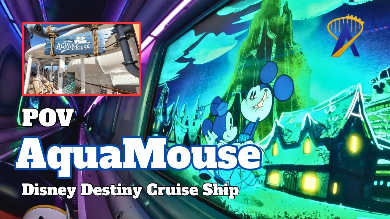 POV: New AquaMouse Water Slide Cartoon on the Disney Destiny Cruise Ship