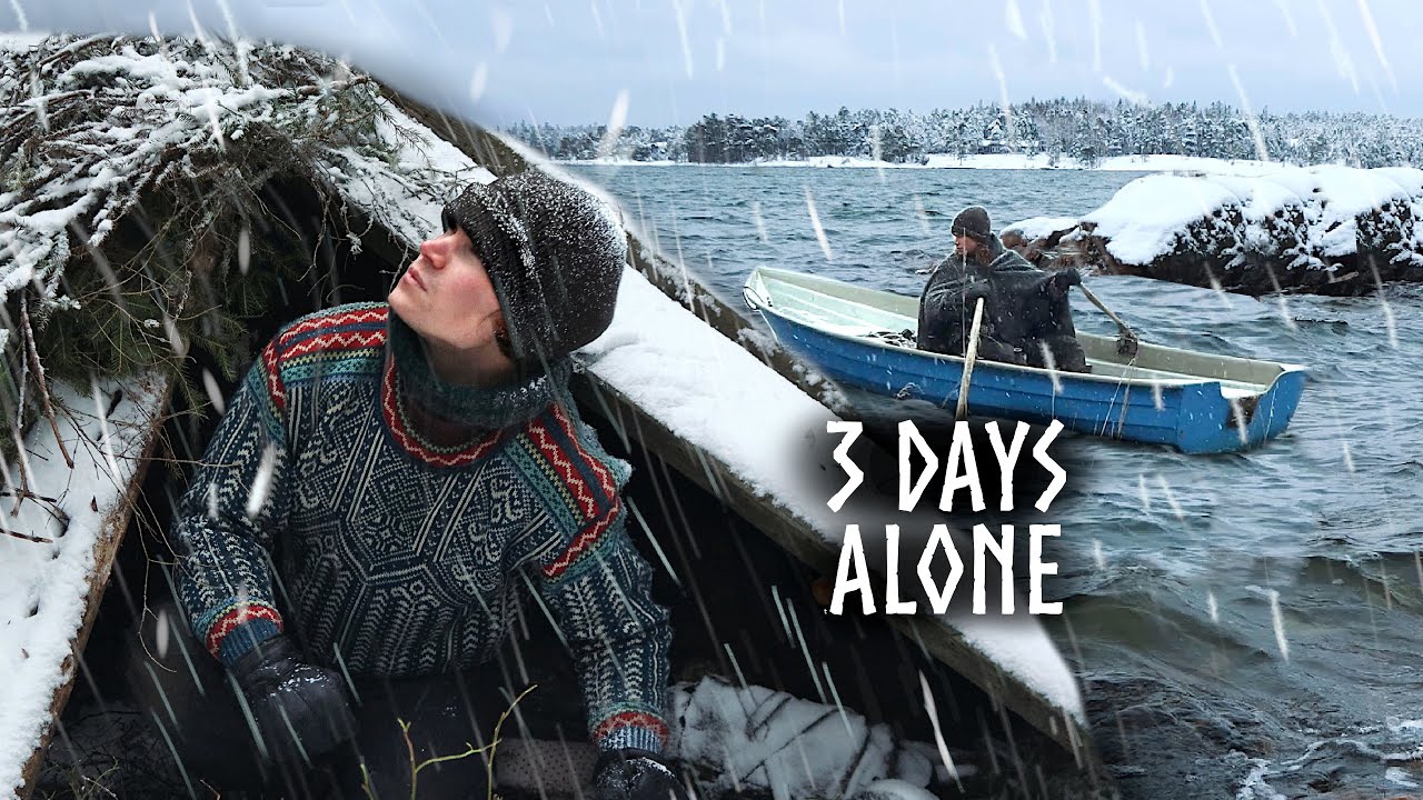 Island Survival Adventure: 3 Days Alone in Snow and Wilderness