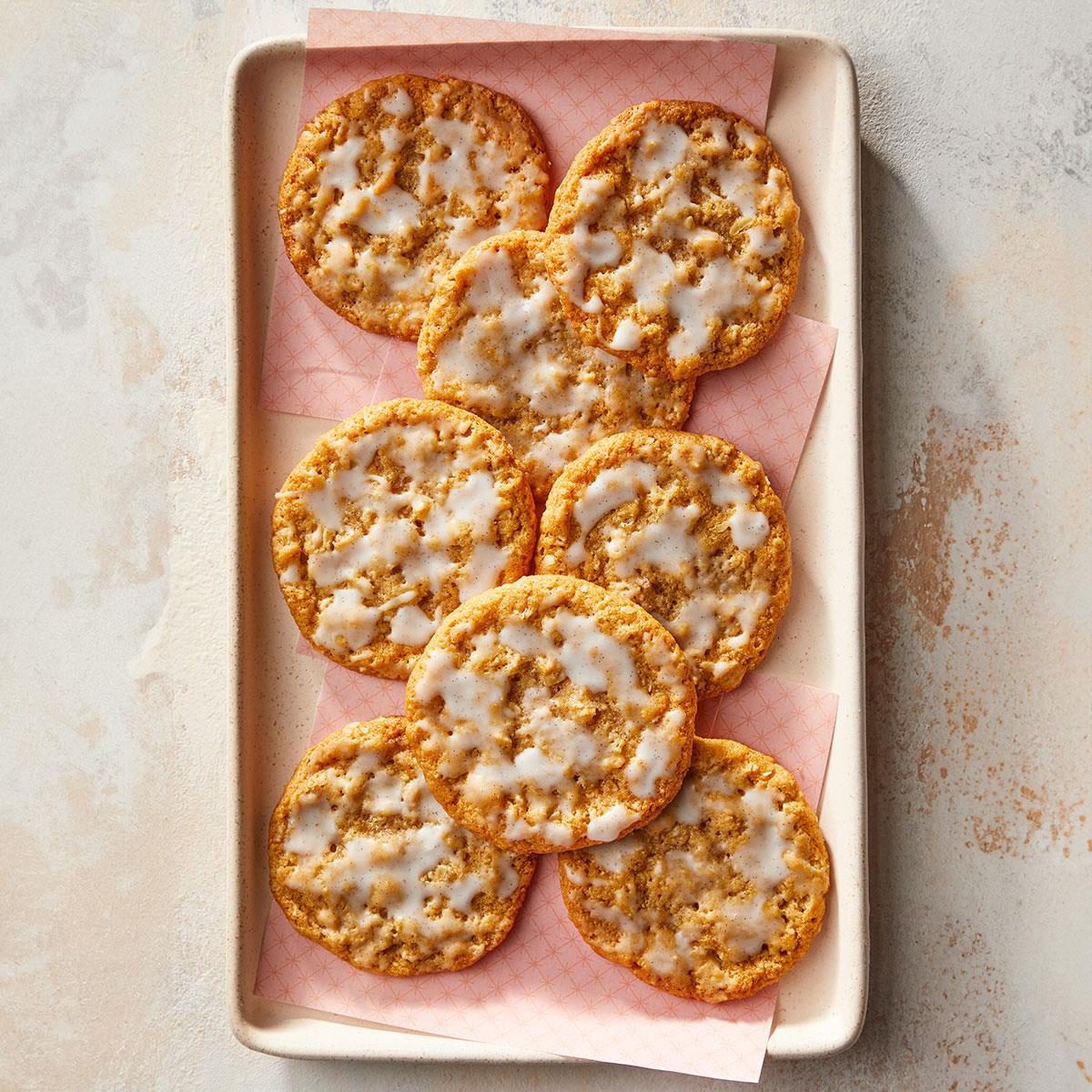 Iced browned butter oatmeal cookies