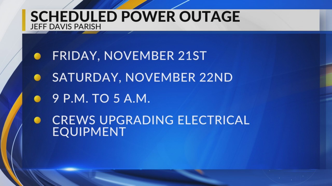 Town of Welsh to have overnight planned power outages next week
