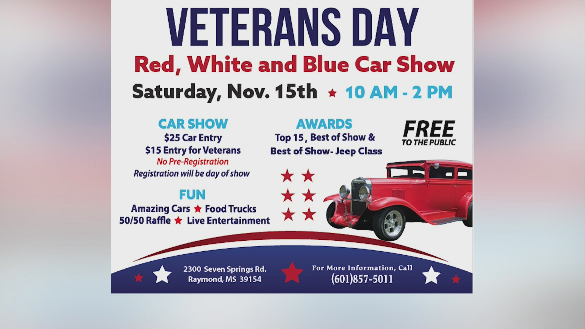 2nd annual red, white & blue Veterans Day car show