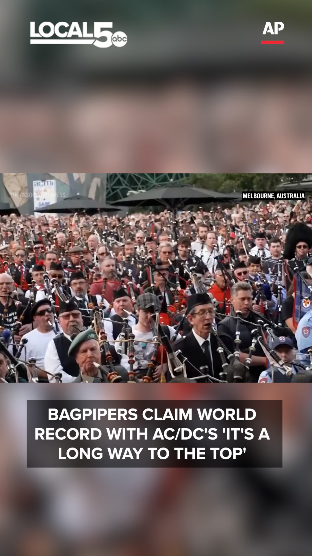 Bagpipers claim world record with AC/DC's 'It's a Long Way to the Top'