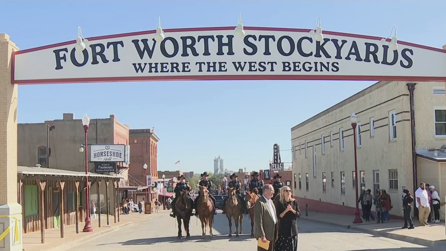 New Fort Worth Stockyards sign dedicated by Mayor Parker