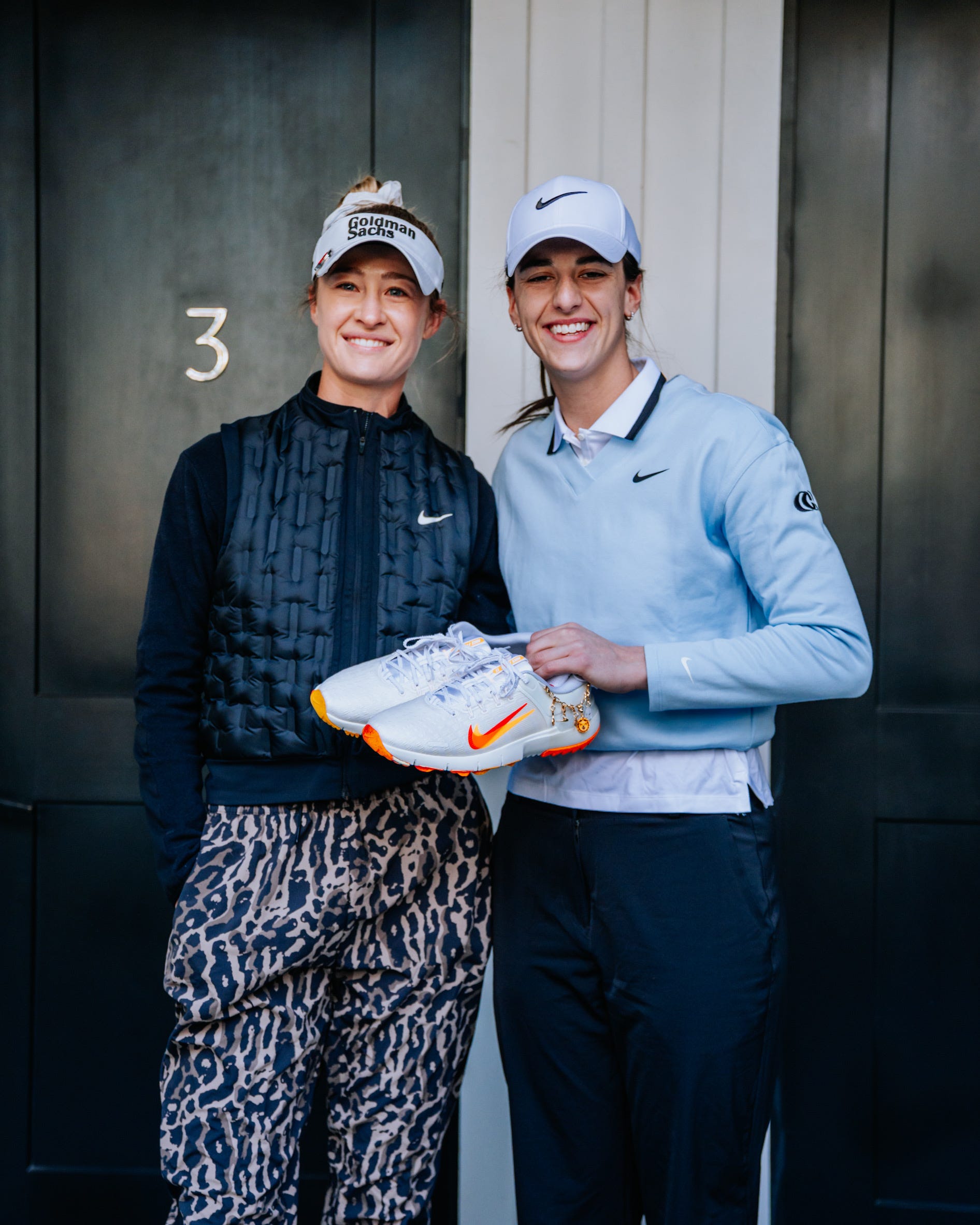 Nelly Korda gifts Caitlin Clark a pair of her new Nike golf shoes