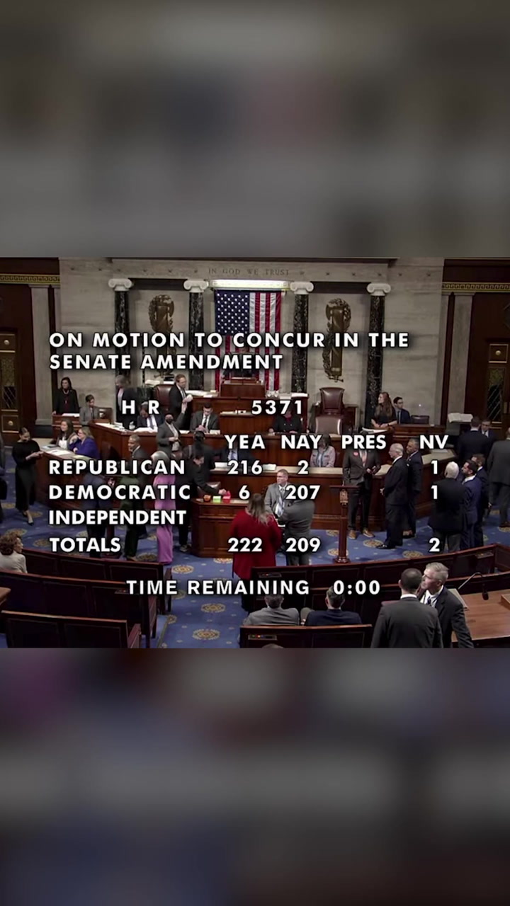 Watch moment House passes bill and ends the Government shutdown