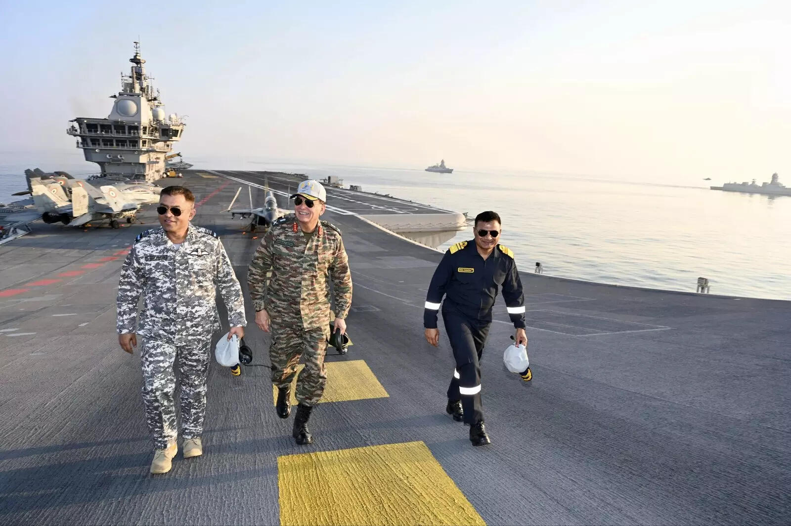 Exercise Trishul: 3 top commanders in armed forces board INS Vikrant ...