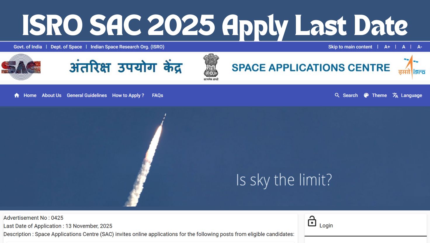 ISRO SAC Apply Online 2025 Last Date Today, Submit Your Application at ...
