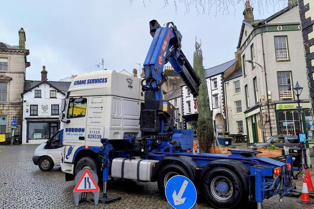Festive season arrives in Ulverston with 20-foot Christmas tree