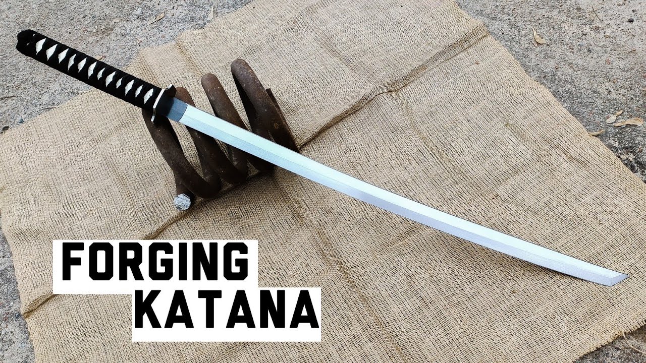 Forging a katana out of rusted steel spring