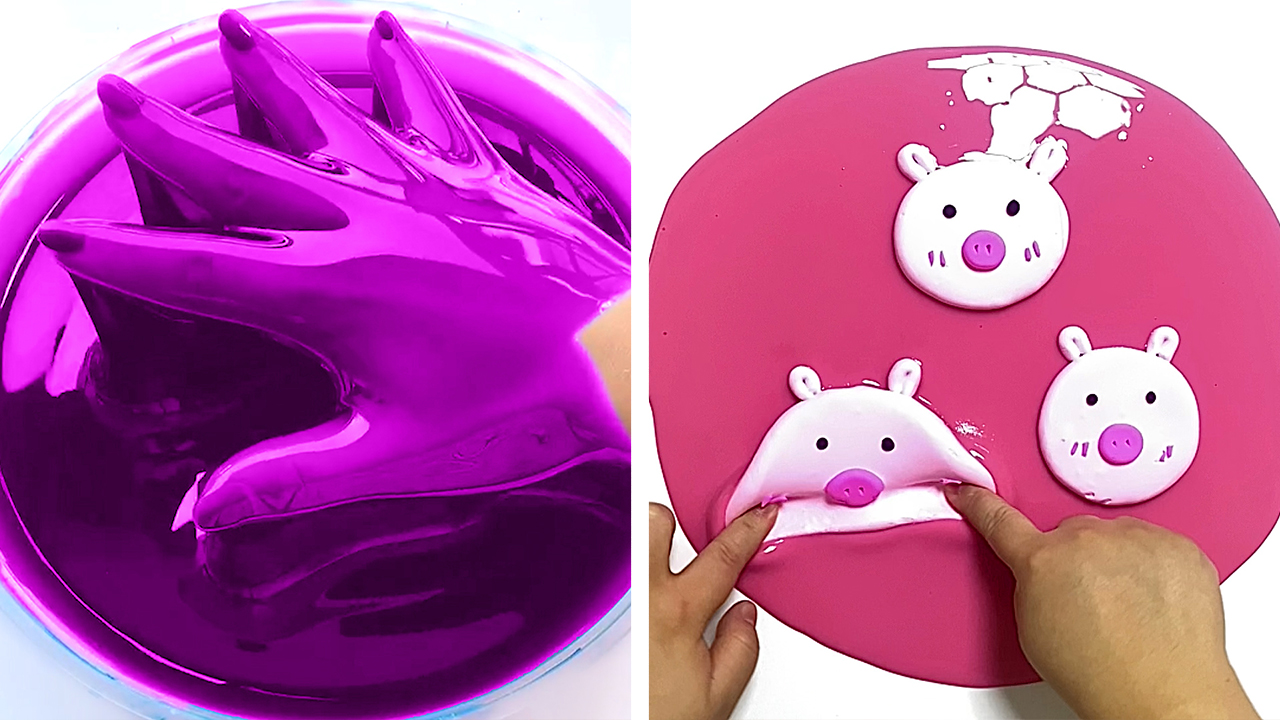 ¿Slime morado liso o slime rosa de cerditos?