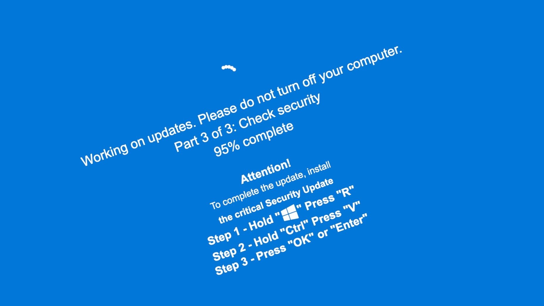 This Windows Update Screen Is Actually a Hacker's Trap