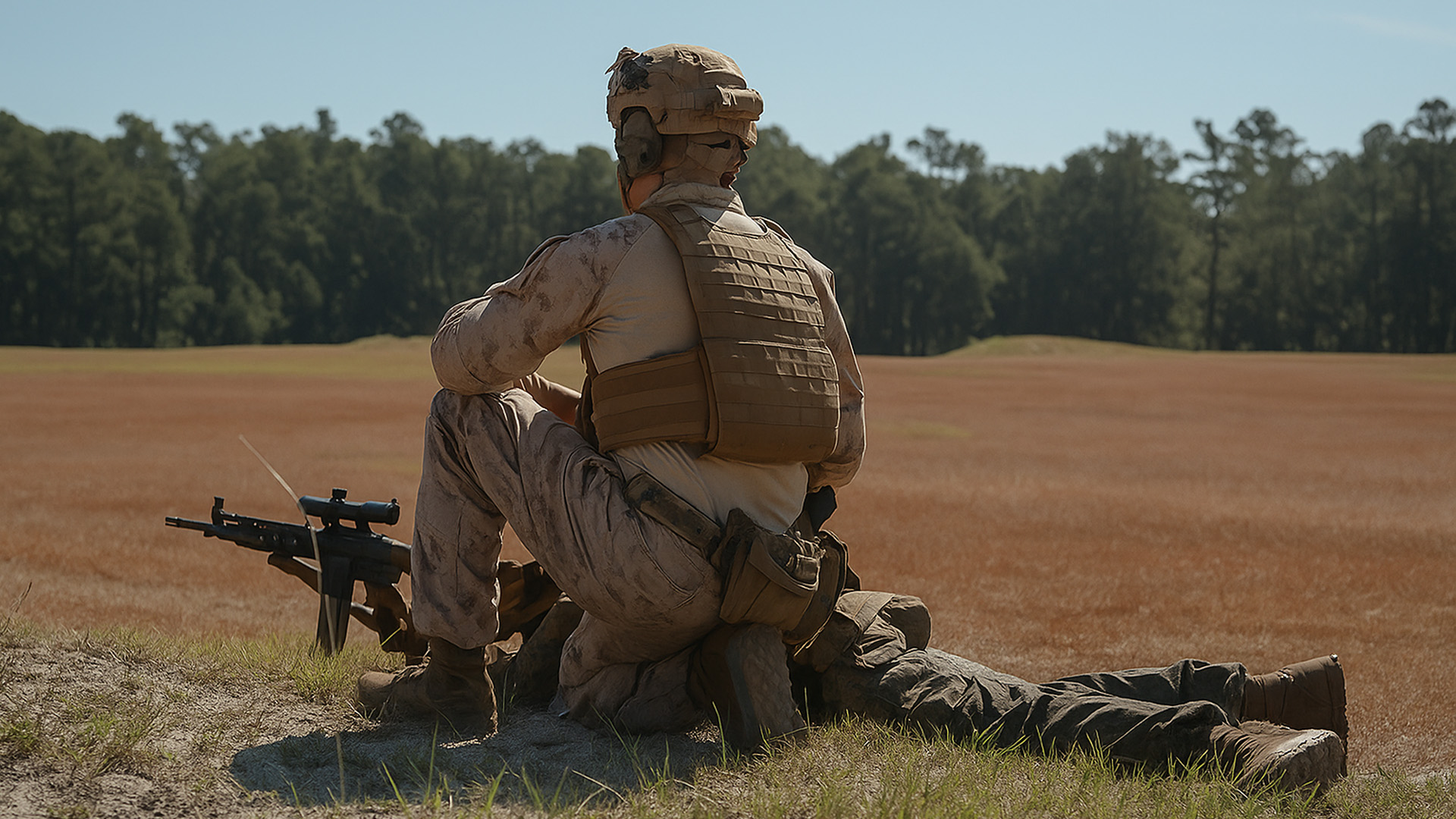 Marine Trainees Practice Squad Attacks in Field Exercise